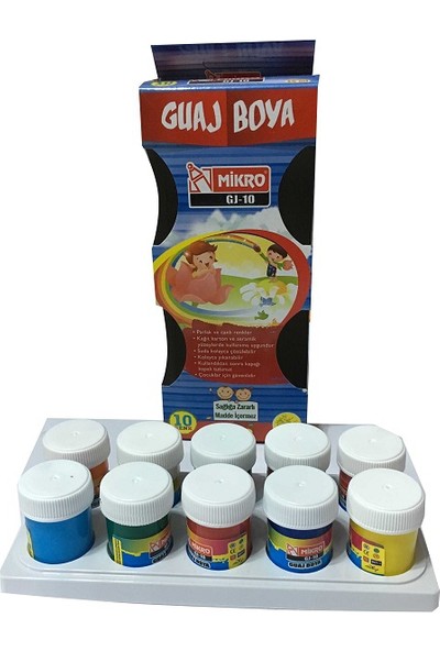 Mikro GJ-10 Guaj Boya 10 Renk 15 ml. Plastik Şişede Mikro GJ-10 Guaj Boya 10 Renk 15 ml. Plastik Şişede