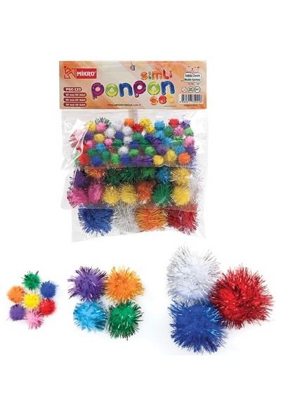 Mikro Pgc-123 Simli Ponpon Set(10Mm 50Ad-20Mm 25Ad-30Mm 10Ad) Mikro Pgc-123 Simli Ponpon Set(10Mm 50Ad-20Mm 25Ad-30Mm 10Ad)