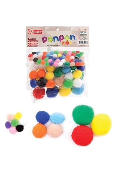 Mikro Pnc-123 Ponpon Set(10Mm 50Ad-20Mm 25Ad-30Mm 10Ad) Mikro Pnc-123 Ponpon Set(10Mm 50Ad-20Mm 25Ad-30Mm 10Ad)