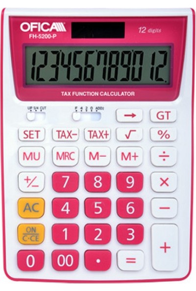 Ofica Hesap Makinesi Masa Tipi 12 Hane Pembe TAX'lı FH-5200-P