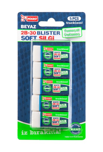 Mikro Blisterli Nano Beyaz Silgi 2B-30 5 Adet Mikro Blisterli Nano Beyaz Silgi 2B-30 5 Adet