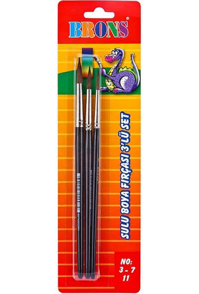 Brons Sulu Boya Fırçası Fırça Seti 3 lü (No: 3-7-11)