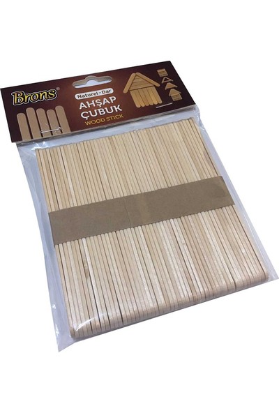 Brons Renksiz Dar Dondurma Çubuğu 50 Adet (Ahşap Çubuk)