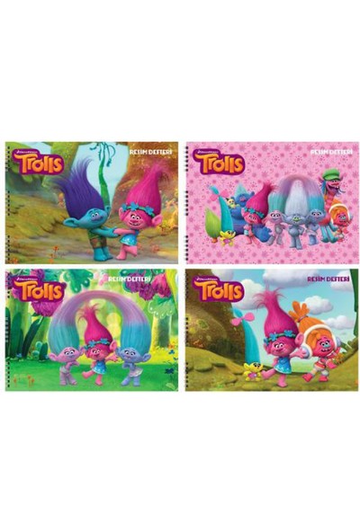 Trolls 17x25 cm 15 Yaprak Spiralli Resim Defteri