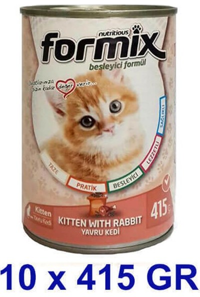 Formix Tavşanlı Yavru Kedi Konservesi 400 Gr (10 Adet) Formix Tavşanlı Yavru Kedi Konservesi 400 Gr (10 Adet)