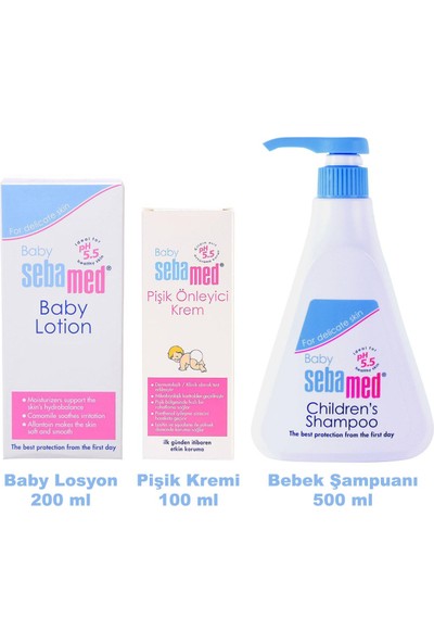 Sebamed 3'Lü Bebek Bakım Seti (Şampuan + Losyon + Pişik Kremi) Sebamed 3'Lü Bebek Bakım Seti (Şampuan + Losyon + Pişik Kremi)