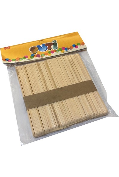 Puti Renksiz Dar Dondurma Çubuğu 50 Adet (Ahşap Çubuk)