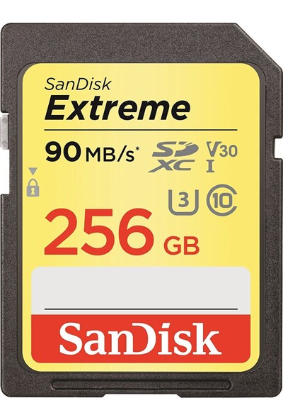 SanDisk Extreme 256GB 90MB/s SDXC U3 V30 UHS-I Hafıza Kartı SDSDXVF-256G-GNCIN SanDisk Extreme 256GB 90MB/s SDXC U3 V30 UHS-I Hafıza Kartı SDSDXVF-256G-GNCIN