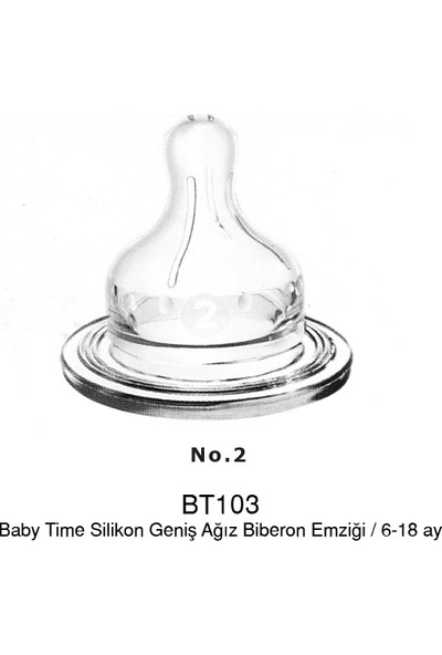 Baby Time Silikon Geniş Ağız Biberon Emziği N.2 Baby Time Silikon Geniş Ağız Biberon Emziği N.2