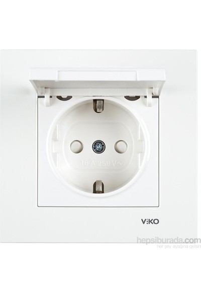 Viko Karre Kapaklı Topraklı Priz Çerçeveli