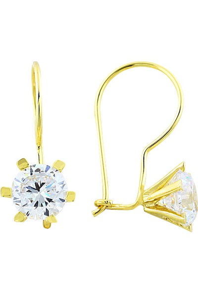 Sembol Gold 14 Ayar Altın Sallantılı Tektaş Küpe T1155 Sembol Gold 14 Ayar Altın Sallantılı Tektaş Küpe T1155
