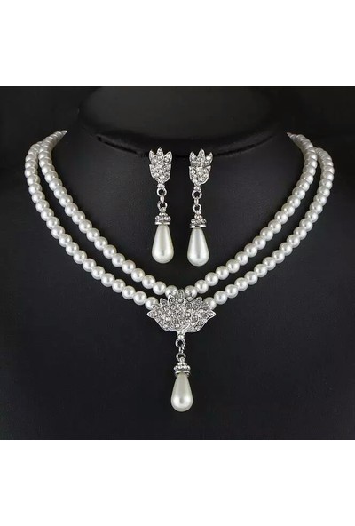 Sembol Gold İnci Kolye Ve Küpe Takı Setleri K-5245D Sembol Gold İnci Kolye Ve Küpe Takı Setleri K-5245D