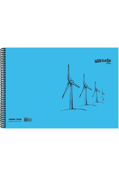 My Note Sketch 120Gr 35 X 50 Cm 30 Yaprak Resim Blok Mavi Rüzgar Gülü Uc30021