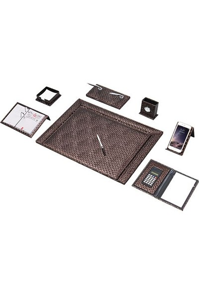 Gülpaş Sümen Takımı 10 Parça Örgü Desenli Lüks Çerçeveli 238 - Kahve