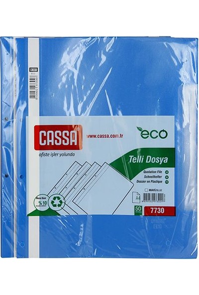 Cassa Telli Dosya Ekonomik 50'Li Paket (7730) Renk - Mavi Cassa Telli Dosya Ekonomik 50'Li Paket (7730) Renk - Mavi