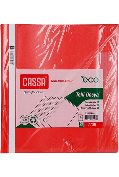 Cassa Telli Dosya Ekonomik 50'Li Paket (7730) Renk - Kirmizi Cassa Telli Dosya Ekonomik 50'Li Paket (7730) Renk - Kirmizi