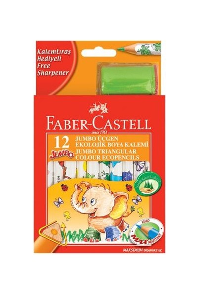 Faber-Castelll Jumbo Kuru Boya Üçgen Beyaz 12 Li Faber-Castelll Jumbo Kuru Boya Üçgen Beyaz 12 Li