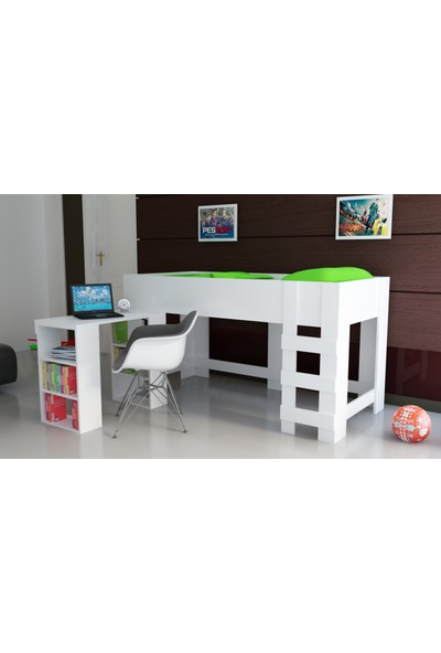 EvModüler Mare Çocuk OdasıTekli Ranza + Masa 008-01 Beyaz EvModüler Mare Çocuk OdasıTekli Ranza + Masa 008-01 Beyaz