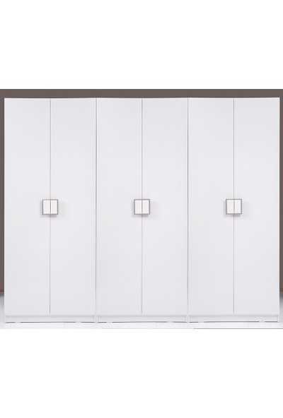 Kenyap Plus 812515 Stella 6 Kapaklı 3 Çekmeceli Gardırop-- Parlak Beyaz Kenyap Plus 812515 Stella 6 Kapaklı 3 Çekmeceli Gardırop-- Parlak Beyaz