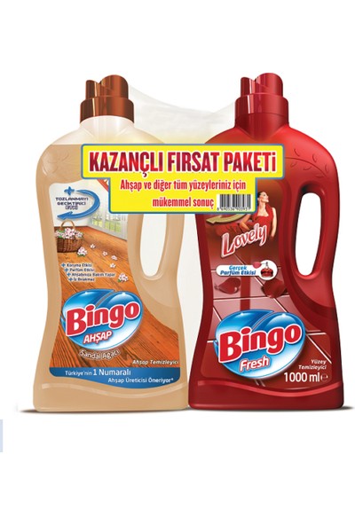 Bingo Ahşap Sandal Ağacı 1L + Bingo Fresh Lovely Yüzey Temizleyici 1L Kazançlı Fırsat Paketi Bingo Ahşap Sandal Ağacı 1L + Bingo Fresh Lovely Yüzey Temizleyici 1L Kazançlı Fırsat Paketi