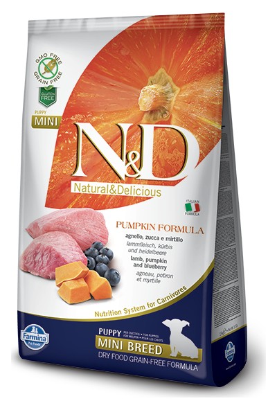 N&D Pumpkin Tahılsız Bal Kabaklı, Kuzu Etli Ve Yaban Mersinli Ufak Irk Yavru Köpek Maması 2.5Kg N&D Pumpkin Tahılsız Bal Kabaklı, Kuzu Etli Ve Yaban Mersinli Ufak Irk Yavru Köpek Maması 2.5Kg