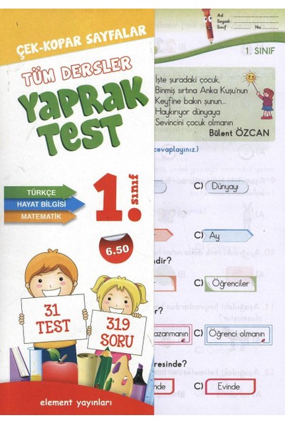 Element Yayınları 1. Sınıf Tüm Dersler Yaprak Test (Çek- Kopar Sayfalar) Element Yayınları 1. Sınıf Tüm Dersler Yaprak Test (Çek- Kopar Sayfalar)