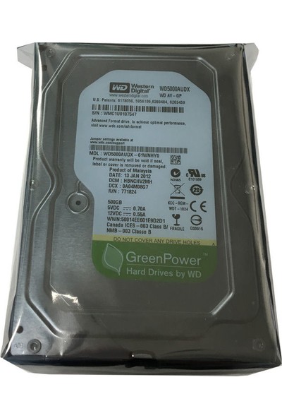 Wd Western Digital 500 Gb 7200 Rpm Wd5000Azrx 64 Mb Sata3 3,5 Harddisk Wd Western Digital 500 Gb 7200 Rpm Wd5000Azrx 64 Mb Sata3 3,5 Harddisk
