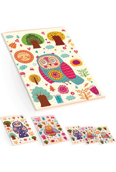 Keskin Color Plastik Kapak A4 60 Yaprak Çizgili Defter - Baykuş Desenli