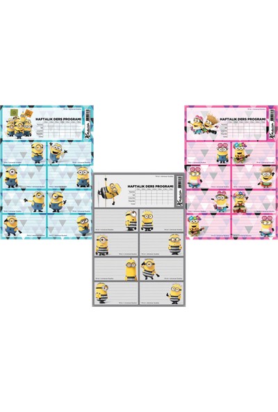 Minions Ders Programlı 3lü Etiket Minions Ders Programlı 3lü Etiket