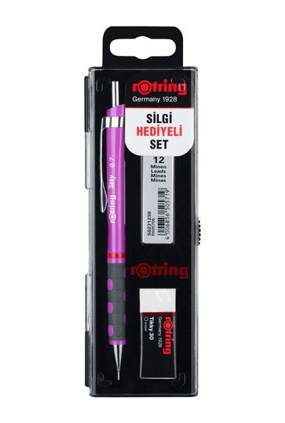 Rotring Tikky Okul Seti 0.7 mm Mor Versatil Kalem + Silgi + Uç Rotring Tikky Okul Seti 0.7 mm Mor Versatil Kalem + Silgi + Uç