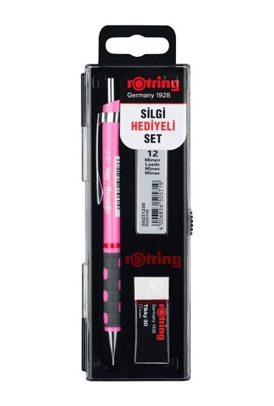 Rotring Tikky Okul Seti 0.7 mm Neon Pembe Versatil Kalem + Silgi + Uç Rotring Tikky Okul Seti 0.7 mm Neon Pembe Versatil Kalem + Silgi + Uç