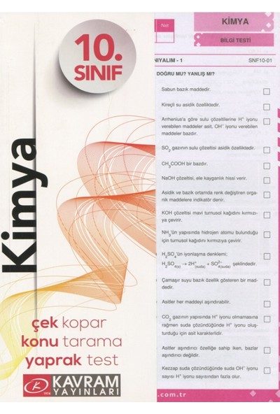 10. Sınıf Kimya Yaprak Testi 10. Sınıf Kimya Yaprak Testi
