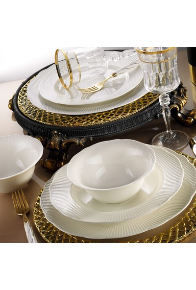 Kütahya Porselen Bone İlay 24 Parça Yemek Takımı