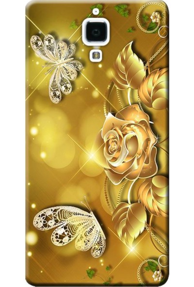 Kılıf Merkezi Xiaomi Mi4 / Mi 4 Gül Ve Kelebk Baskılı Silikon Kılıf