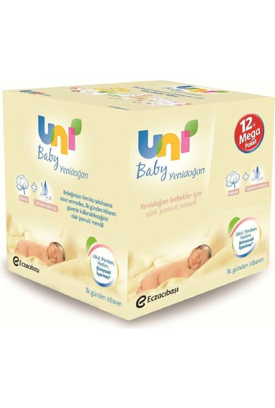 Uni Baby Yenidoğan Islak Pamuk Mendil 12'li Fırsat Paketi / 480 Yaprak Uni Baby Yenidoğan Islak Pamuk Mendil 12'li Fırsat Paketi / 480 Yaprak