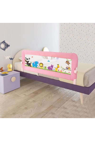 Evokids Animals Katlanabilir Çocuk Yatak Bariyeri 140x52 Cm - Pembe Evokids Animals Katlanabilir Çocuk Yatak Bariyeri 140x52 Cm - Pembe
