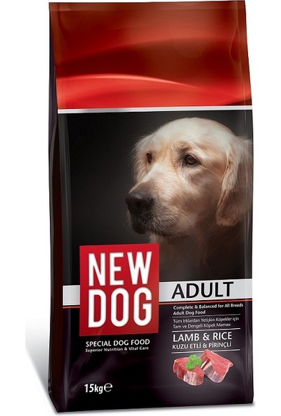 New Dog Kuzu Etli & Pirinçli Yetişkin Köpek Maması 15 kg