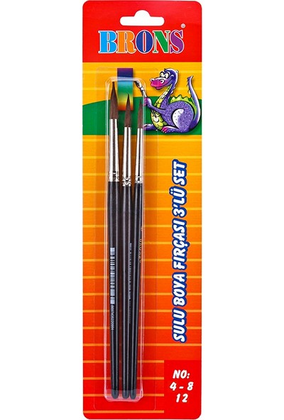 Brons Sulu Boya Fırçası Fırça Seti 3 lü (No: 4-8-12)