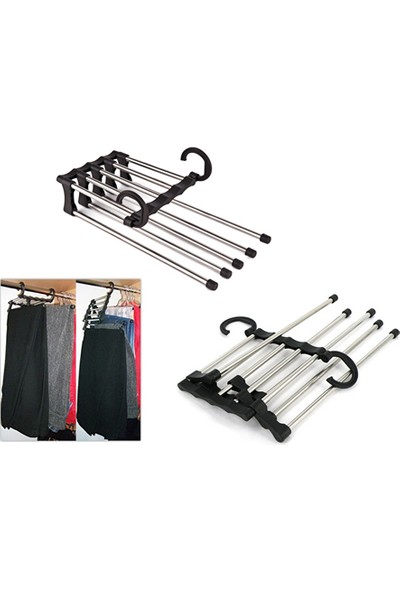 Pratik Pantolon Askısı Giyecek Askısı 5'li Magic Hanger Pratik Pantolon Askısı Giyecek Askısı 5'li Magic Hanger
