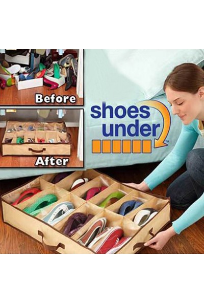 Pratik Ayakkabı Saklama Çantası 12 Bölmeli Shoes Under Pratik Ayakkabı Saklama Çantası 12 Bölmeli Shoes Under
