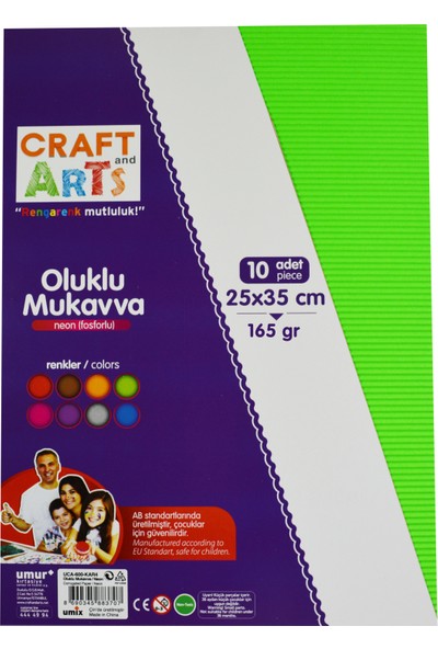 Craft And Arts Oluklu Mukavva Fosforlu 25X35 10'Lu Karışık Poşet