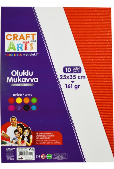 Craft And Arts Oluklu Mukavva Simli 25X35 10'Lu Karışık Poşet