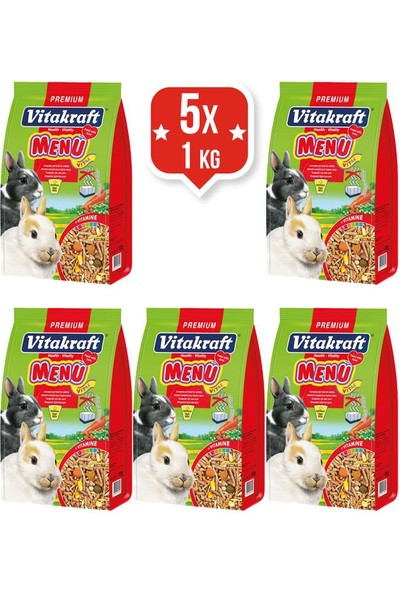 Vitakraft Menü Vital Premium Tavşan Yemi 1Kg X 5 Adet
