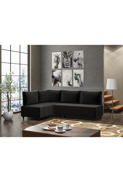 Evdemo Asude Köşe Koltuk Takımı - Siyah Evdemo Asude Köşe Koltuk Takımı - Siyah
