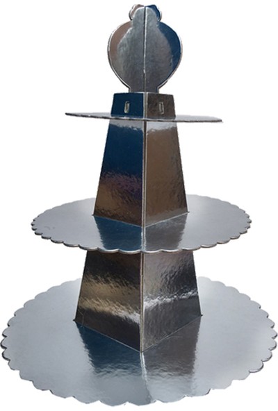 Elitetime Cup Cake Standı Piramit Modeli Karton Gümüş Elitetime Cup Cake Standı Piramit Modeli Karton Gümüş