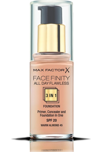 Max Factor FaceFinity 3'ü 1 Arada Kalıcı Fondöten 45 Warm Almond Max Factor FaceFinity 3'ü 1 Arada Kalıcı Fondöten 45 Warm Almond
