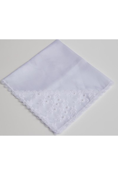 Çeyiz Diyarı Yaprak Dalı İncili Bohça Beyaz Çeyiz Diyarı Yaprak Dalı İncili Bohça Beyaz