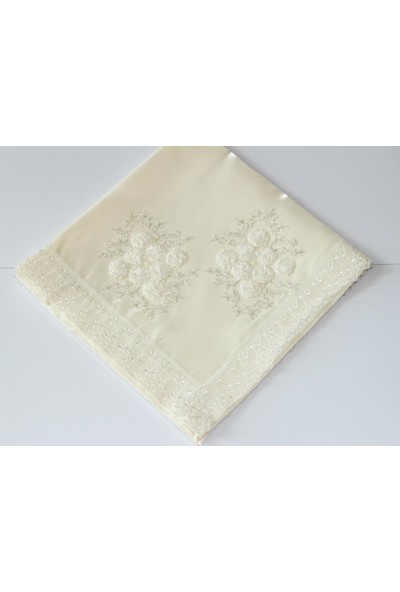 Çeyiz Diyarı Saten Güpürlü Gülbuse Bohça Krem