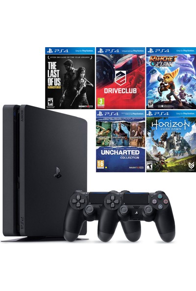 Sony Ps4 Slim 500Gb Oyun Konsolu + 2. Kol + The Last Of Us + Driveclub + Ratchet And Clank + Uncharted Collection + Horizon Zero Dawn