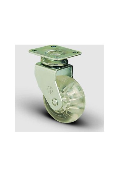 4 Adet Eb01Dkp50, Oynak Tablalı Şeffaf Mobilya Tekerleği, Sehpa Tekeri, Çap:50, 4Lü Set